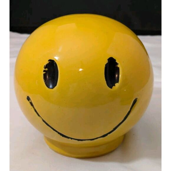 Mccoy | Accents | Vintage 97s Mccoy Happy Face Smiley Coin Bank Yellow ...